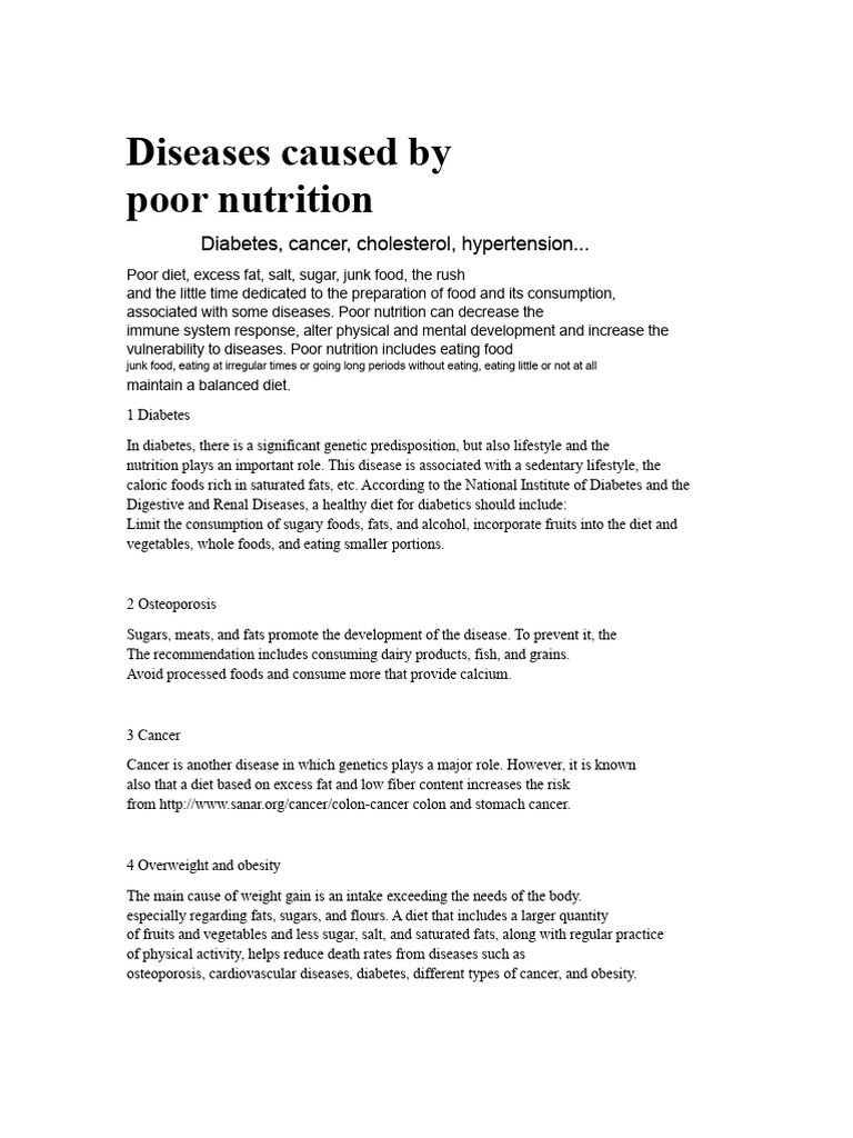 Nutrition's Role in Disease Prevention | PDF | Foods | Diabetes