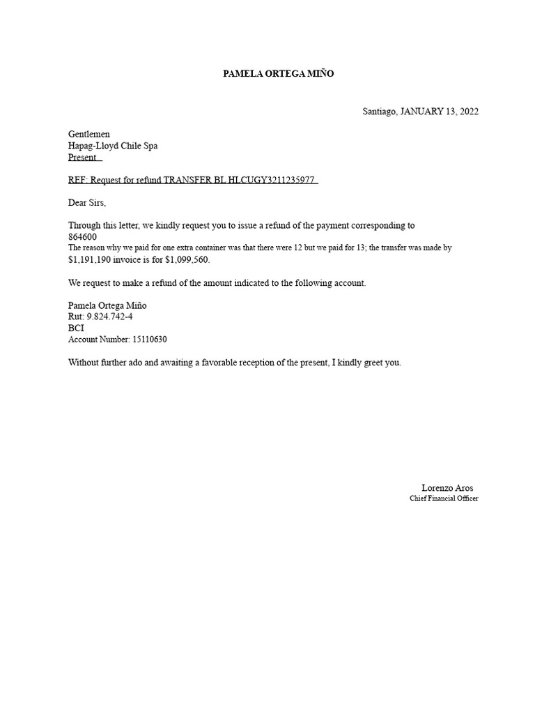 Refund Request for Overpayment | PDF