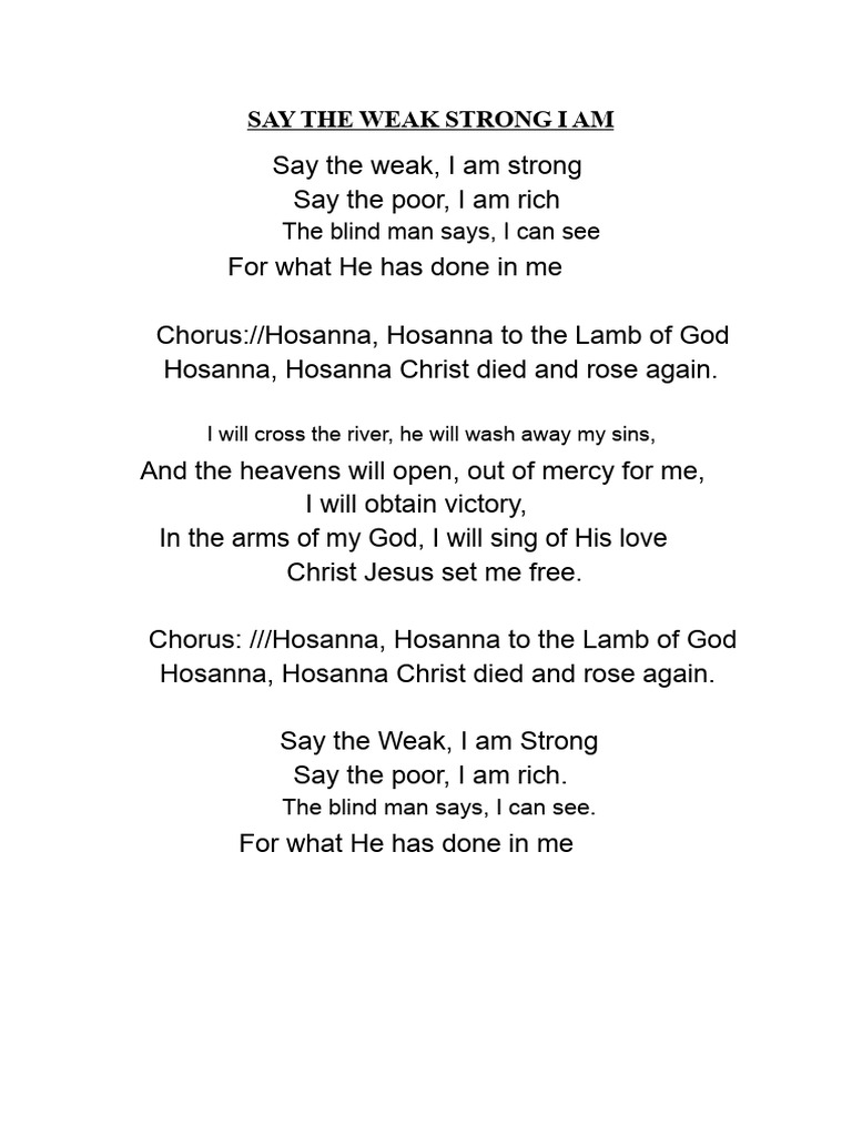 Say The Weak Strong I Am | PDF