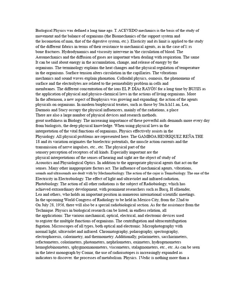 Significance of Biophysics in Medicine | PDF | Biophysics | Senses