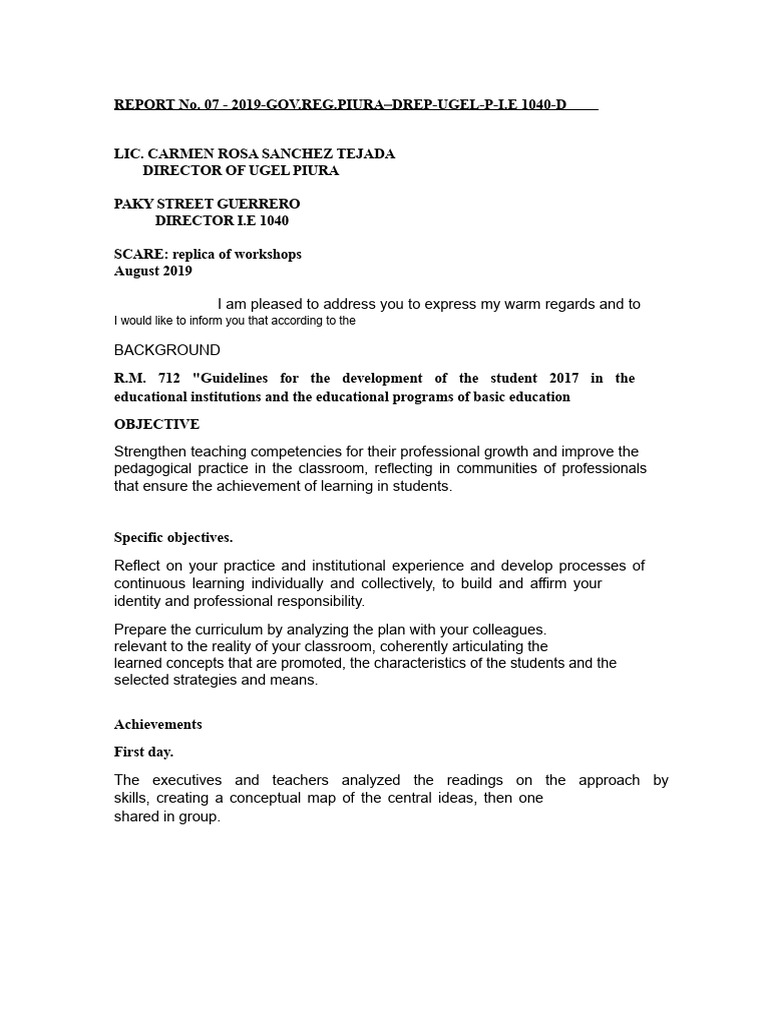 Training Report Pdf Curriculum Teachers