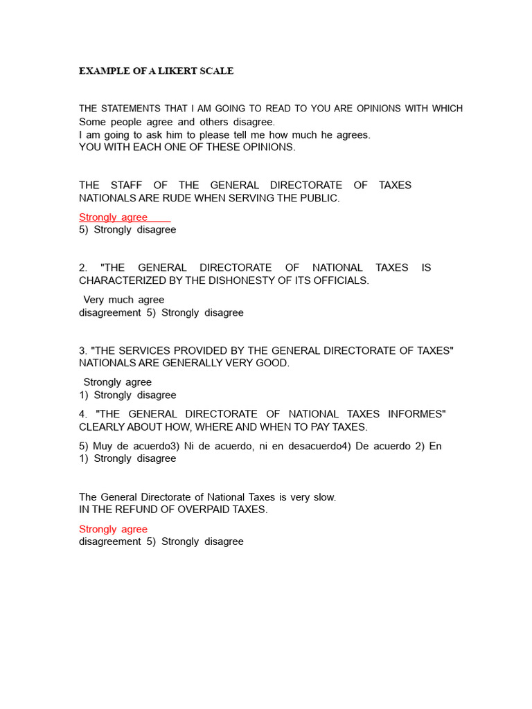 Example of A Likert Scale | PDF | Variance | Likert Scale