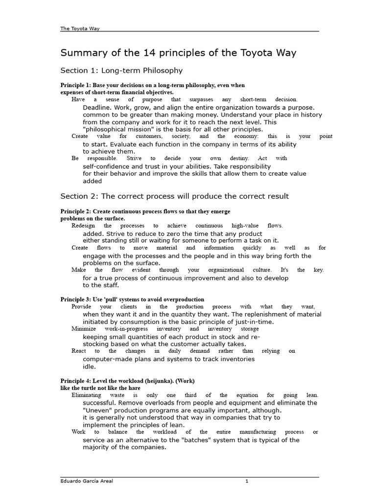Toyota Way: 14 Principles Explained | PDF | Inventory | Business