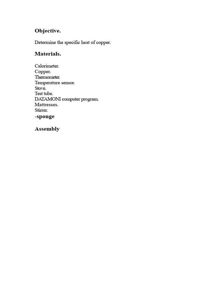 Determination of The Specific Heat of Copper | PDF | Heat | Temperature