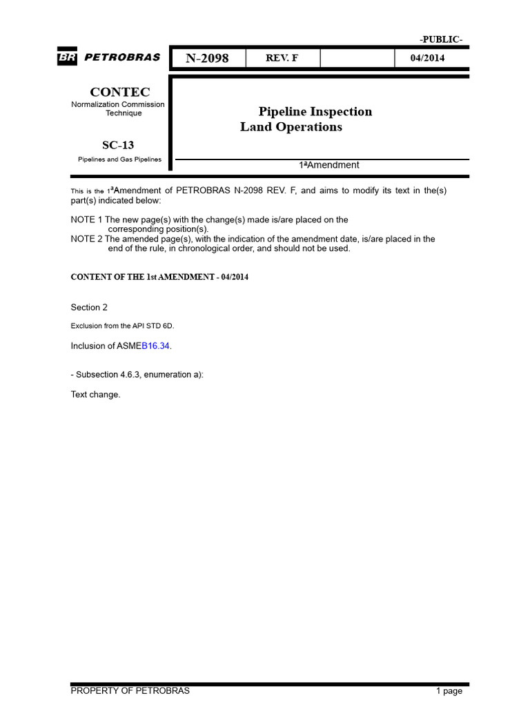 Petrobras N-2098 Pipeline Inspection Standard | PDF | Calibration ...
