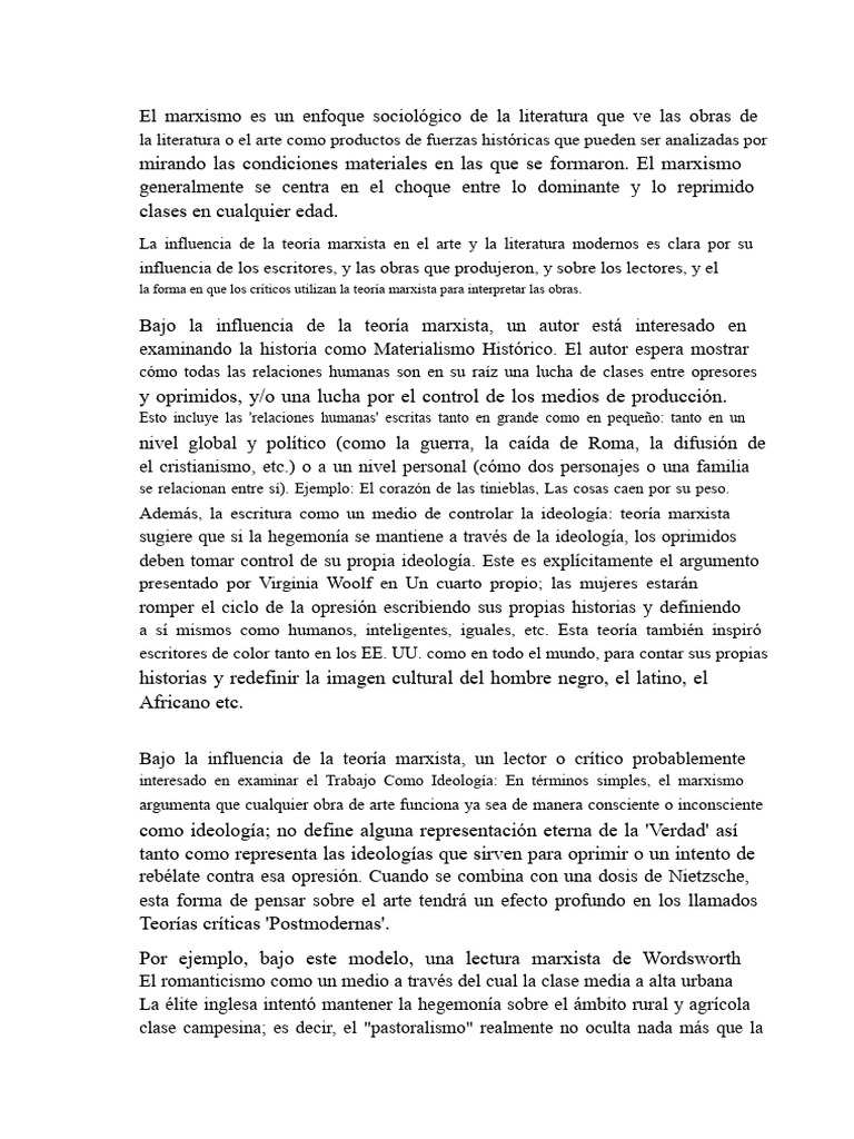 Marxismo y su Impacto en la Literatura | PDF | marxismo | Ideologías