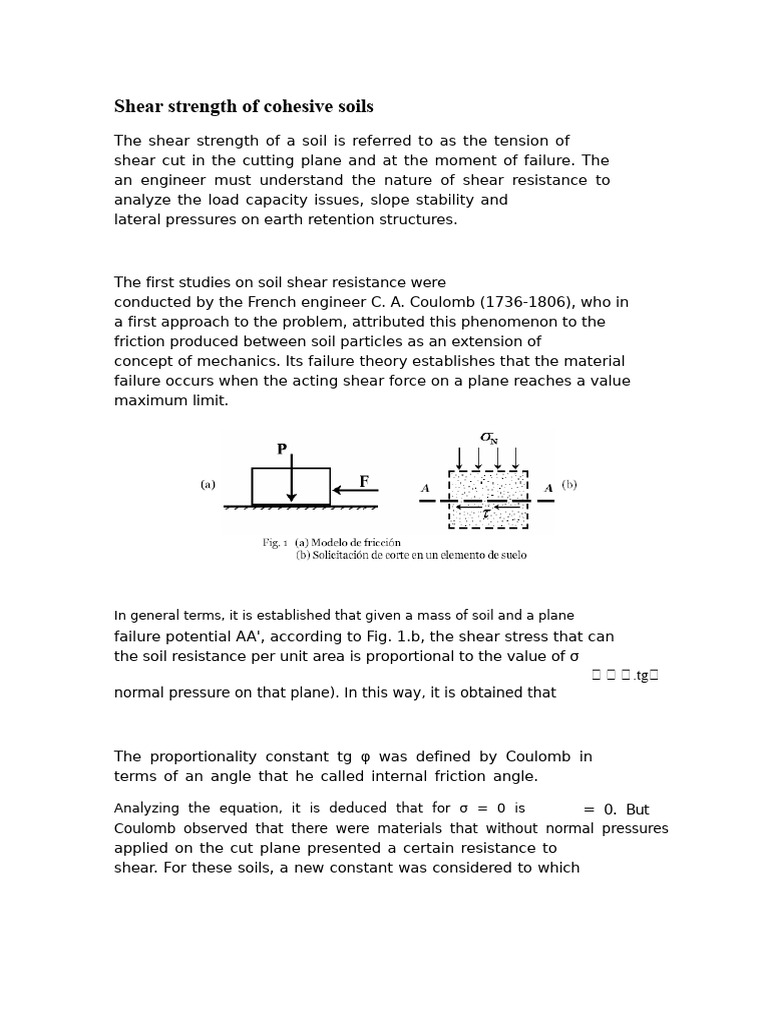 Shear Strength of Cohesive Soils Soils 1 | PDF | Mechanics | Applied ...