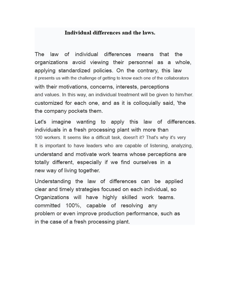 Individual Differences and The Laws | PDF