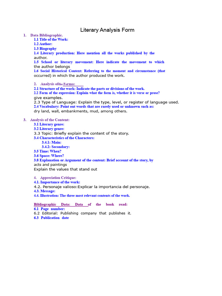 Comprehensive Literary Analysis Guide | PDF