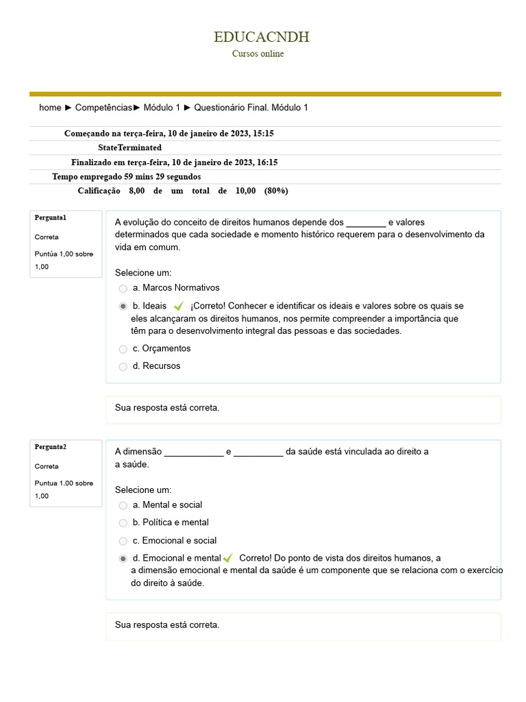 Questionário Final sobre Direitos Humanos | PDF | Direitos Humanos
