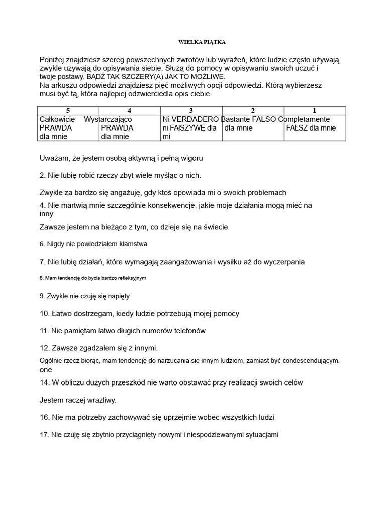 Arkusz Odpowiedzi - 5 Dużych | PDF