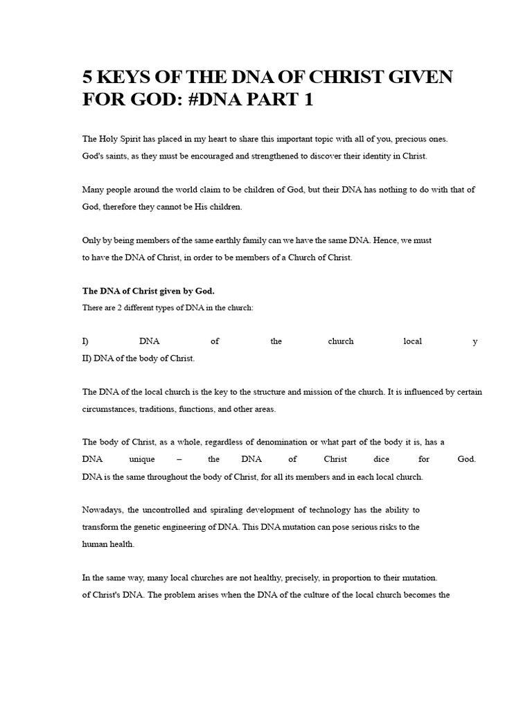 5 Keys of The Dna of Christ Given by God | PDF | Jesus | Saint Peter