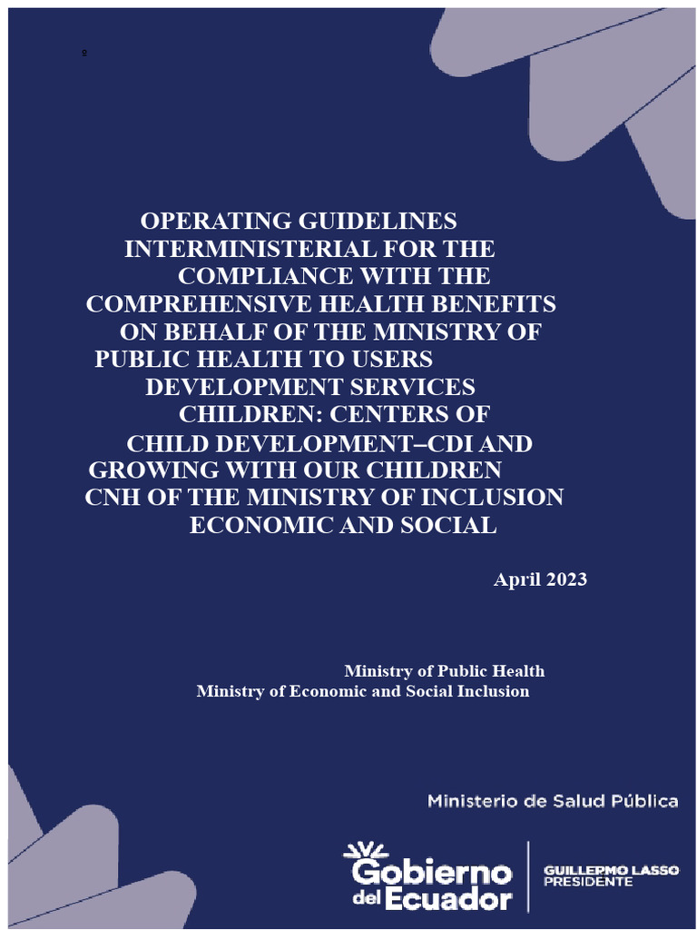 Operational Guidelines Msp-mies. April 2023 | PDF | Malnutrition