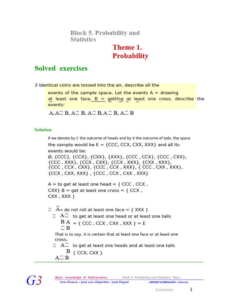 Resolved Probability Exercises | PDF | Probability | Applied Mathematics