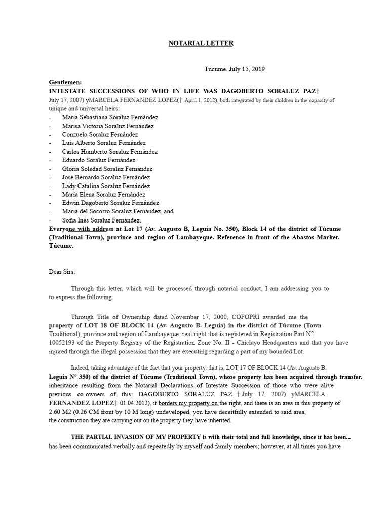 Notarial Letter - Hut (Reclamation) | PDF | Common Law | Private Law