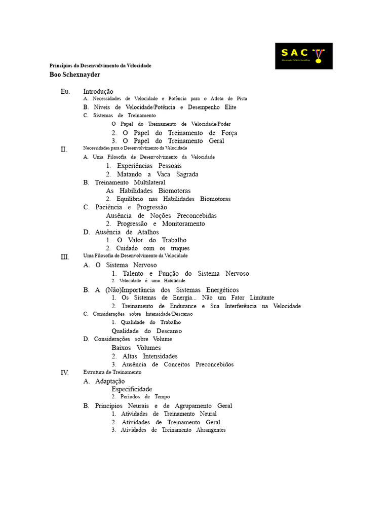 Princípios Do Desenvolvimento Da Velocidade Boo Schexnayder | PDF ...