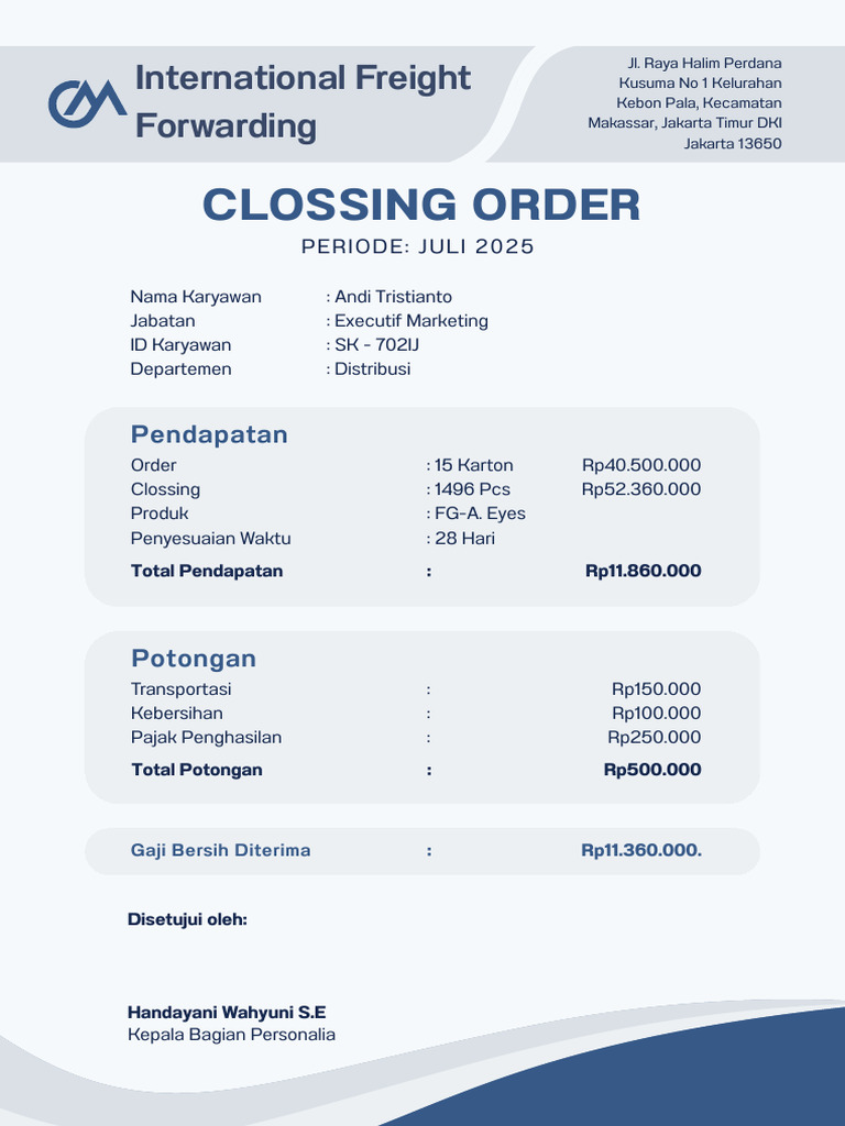 Data Closing Slip Juli 2025 | PDF