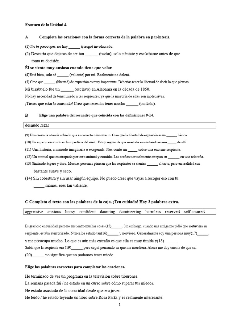 Pruebas de Nivel Intermedio Alto | PDF