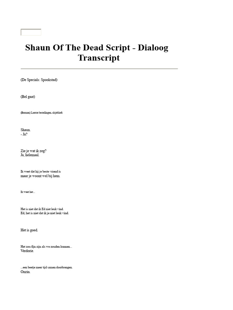 Shaun of The Dead Script | PDF