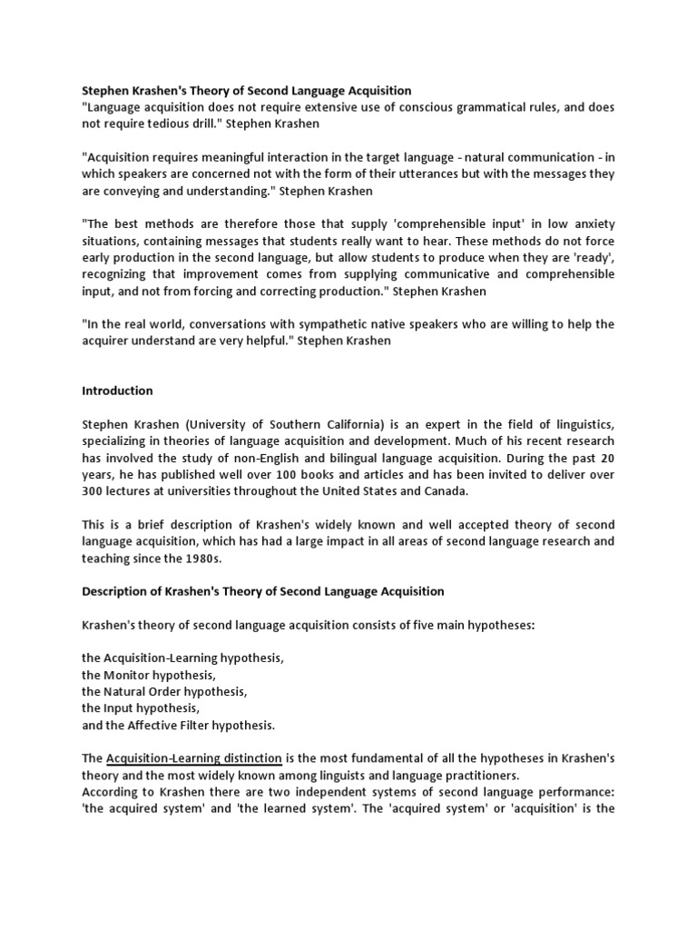 Stephen Krashen | Download Free PDF | Second Language | Second Language ...