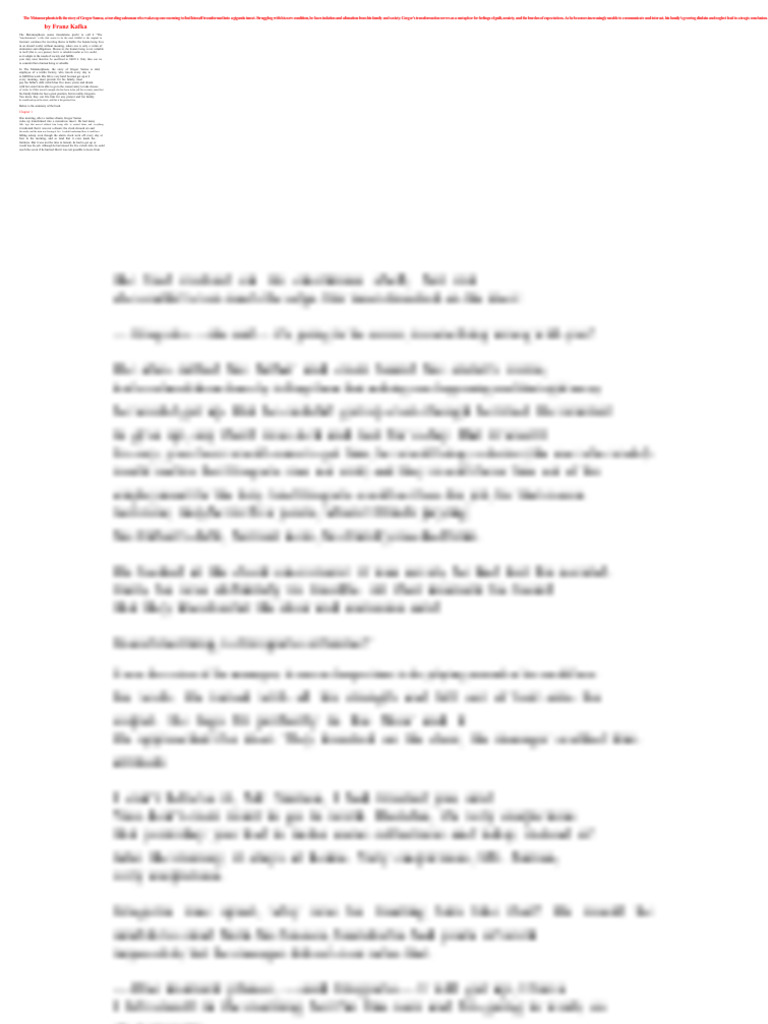 Summary of The Metamorphosis by Franz Kafka PDF | PDF | The Metamorphosis