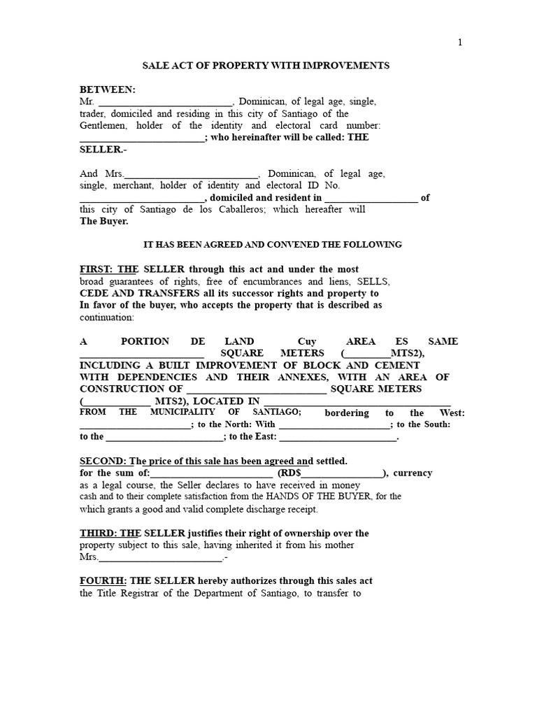 Deed of Sale of Real Estate With Improvements | PDF | Private Law ...