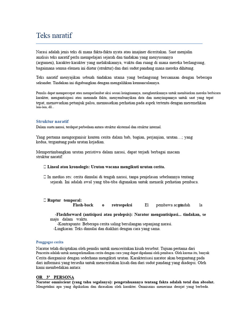 Teks Naratif, Deskriptif, Ekspositori, Dan Argumentatif | PDF