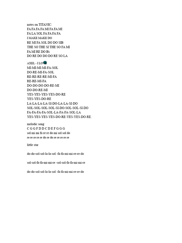 Titanic Notes: Fa Fa Fa Fa | PDF