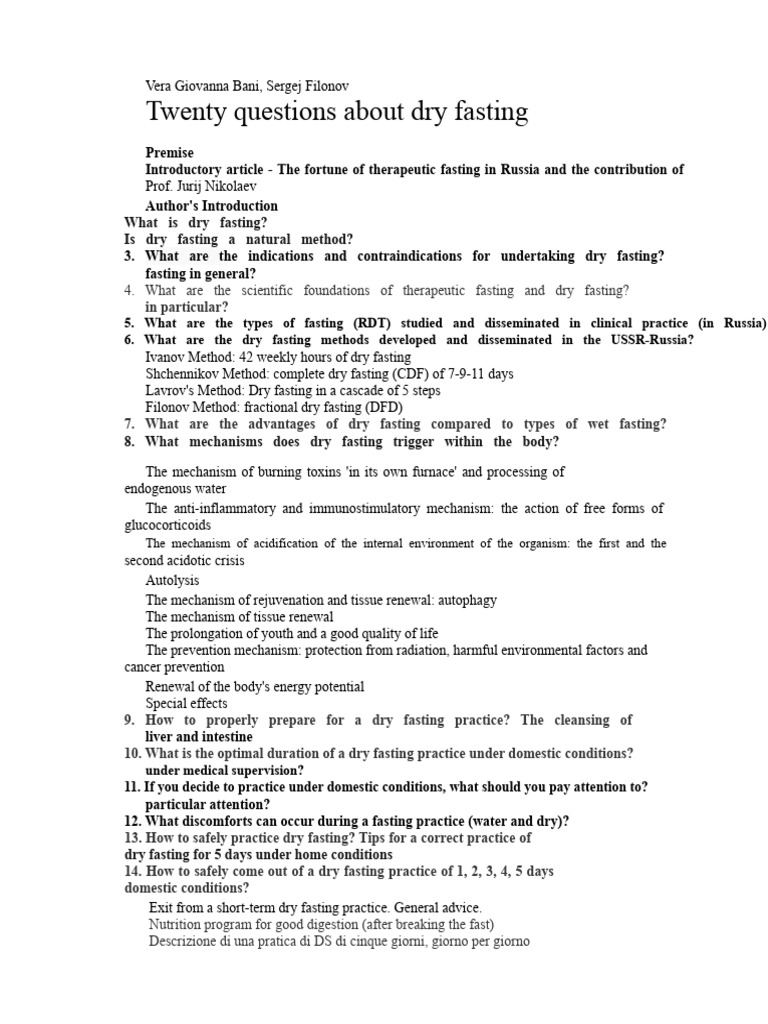 Understanding Dry Fasting Methods | PDF | Medical Specialties ...
