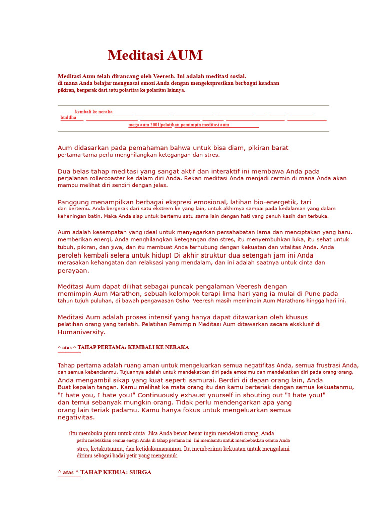 Meditasi AUM: Perjalanan Emosional | PDF