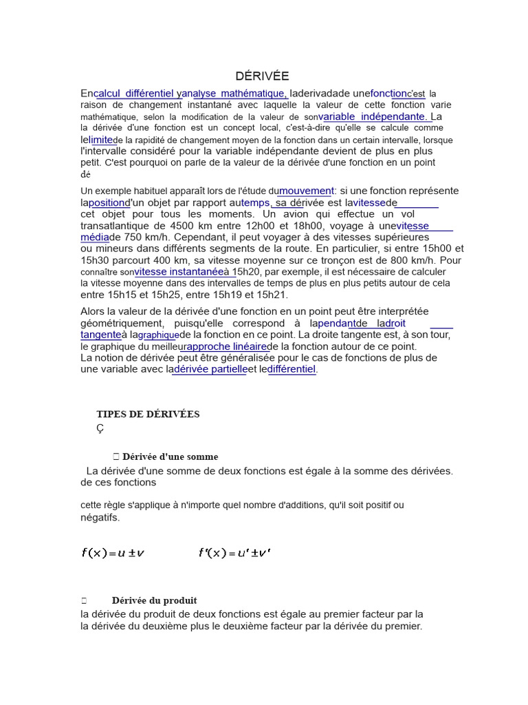 Comprendre la dérivée en mathématiques | PDF | Fonction (Mathématiques ...