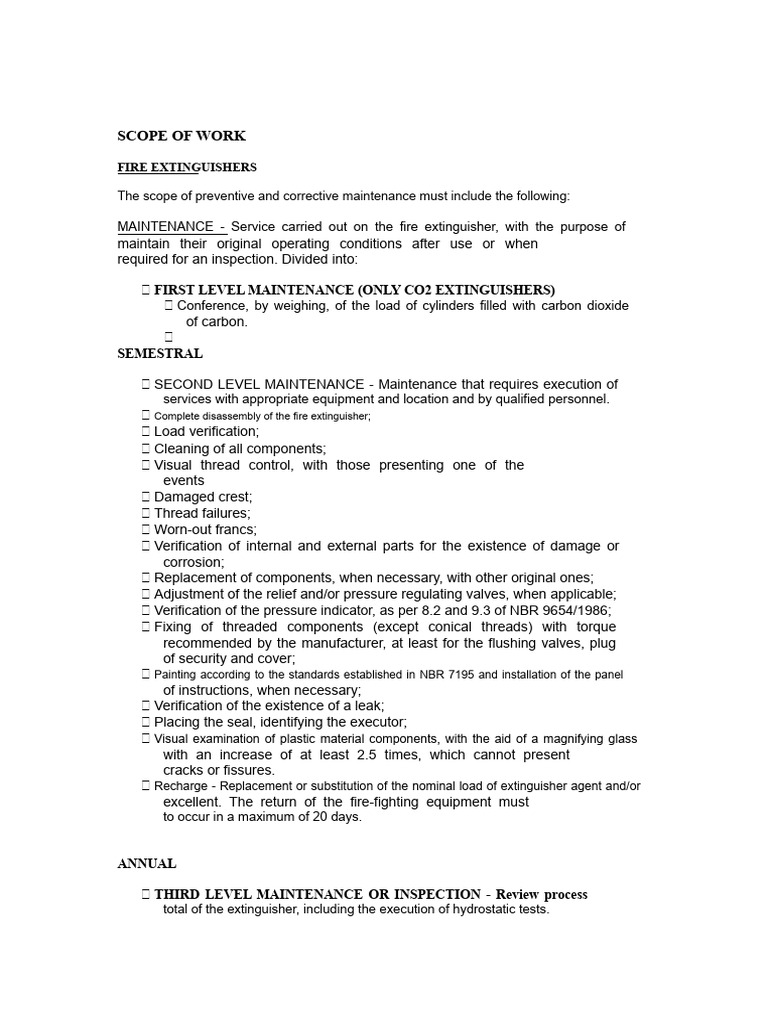 Scope of Firefighting Equipment Maintenance - 2023 | PDF | Equipment ...