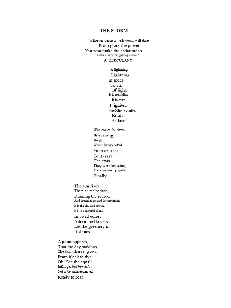 The Storm: A Poetic Reflection | PDF | Storms | Sky
