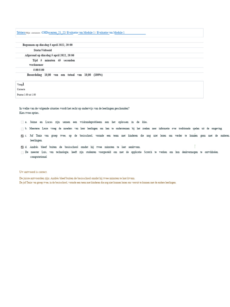 Evaluatie Van Module 1 - Beoordeling Van de Poging | PDF