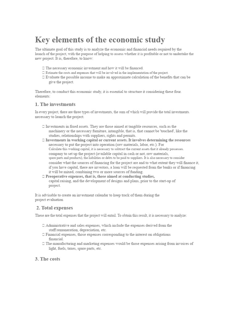 Key Elements of Economic Study | PDF | Expense | Investing