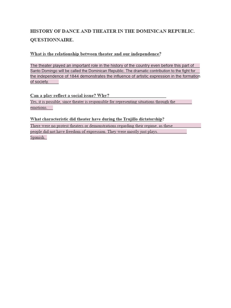 History of Dance and Theater in The Dominican Republic | PDF