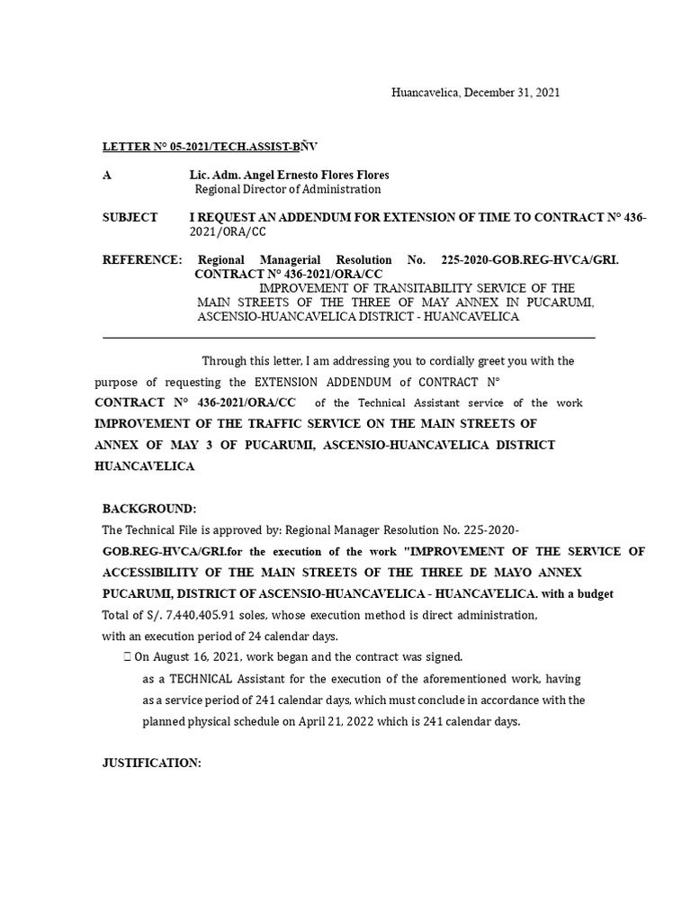 Letter For Addendum of Extension of Term #03 | PDF | Private Law ...