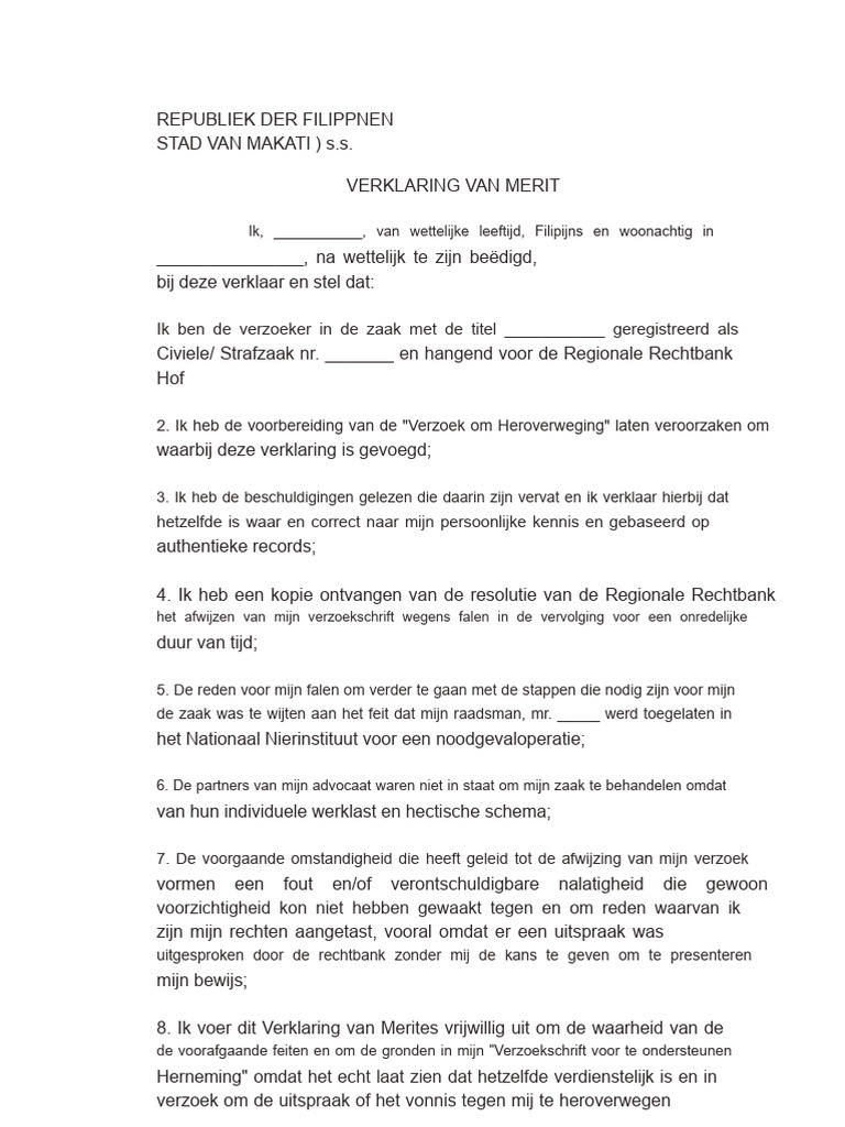 Voorbeeld Van Een Verklaring Van Verdienste | PDF