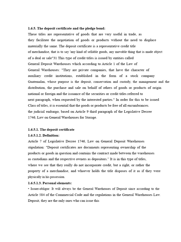 The Certificate of Deposit and The Pledge Bond | PDF | Loans | Bonds ...