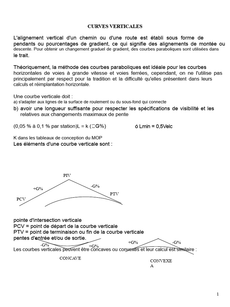Calcul des courbes verticales routières | PDF | Tangente (géométrie)