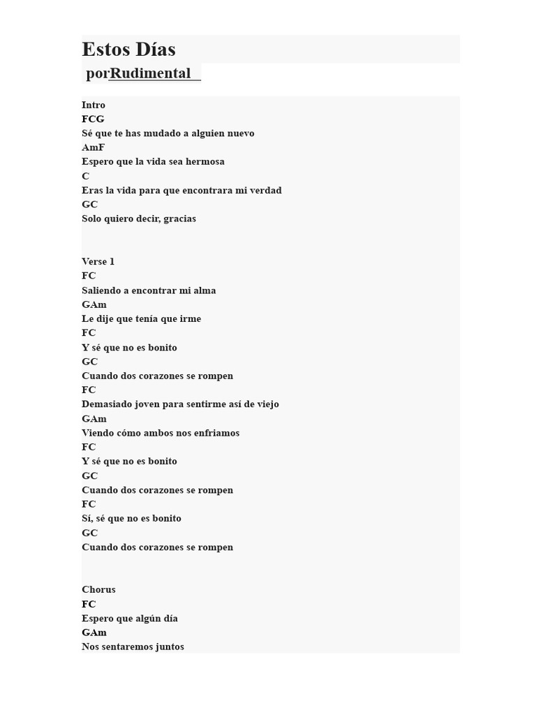 ESTOS DÍAS - Letra | PDF
