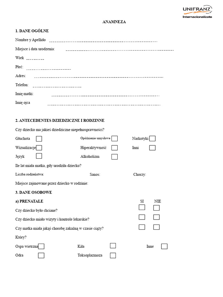 Anamneza Matka Syn | PDF