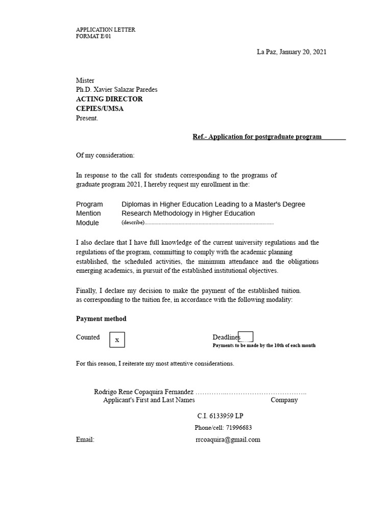 Format E01 Students Letter | PDF