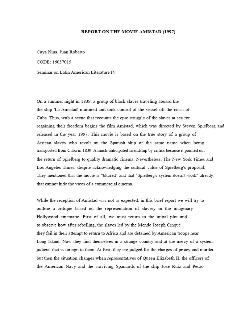 Amistad (1997): A Critical Analysis | PDF | Slavery