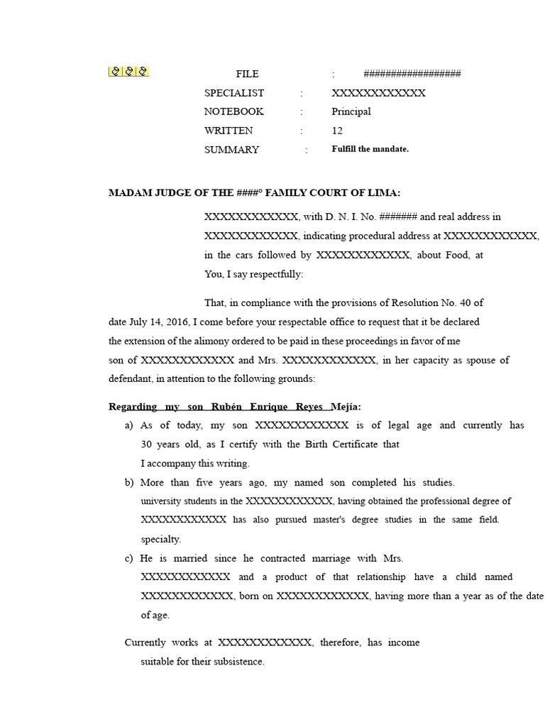Draft Letter Requesting The Termination of Alimony | PDF | Marriage ...