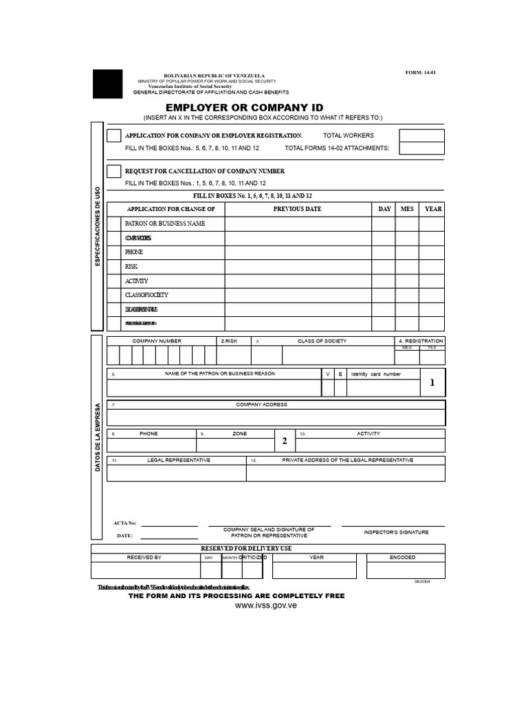 FORM 14-01 | PDF | Identity Document