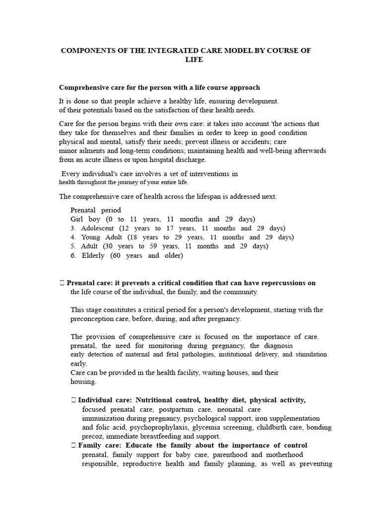 Components of The Integrated Care Model by Life Course | PDF ...