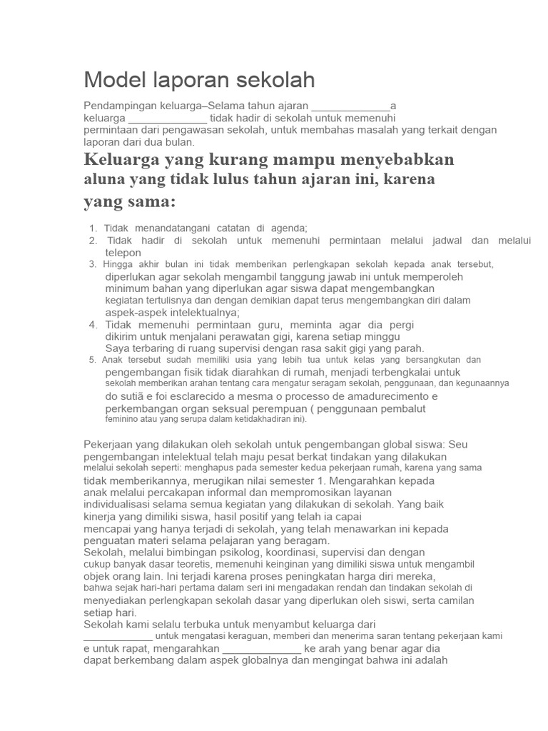 Model Laporan Sekolah | PDF
