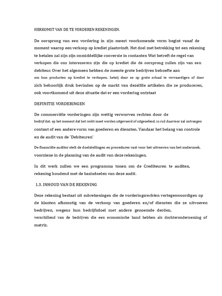 Oorsprong Van de Debiteuren | PDF
