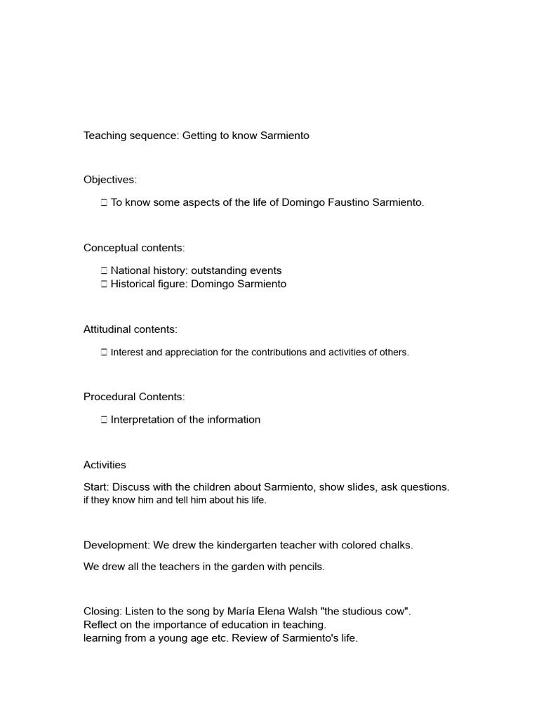 Didactic Sequence Sarmiento | PDF